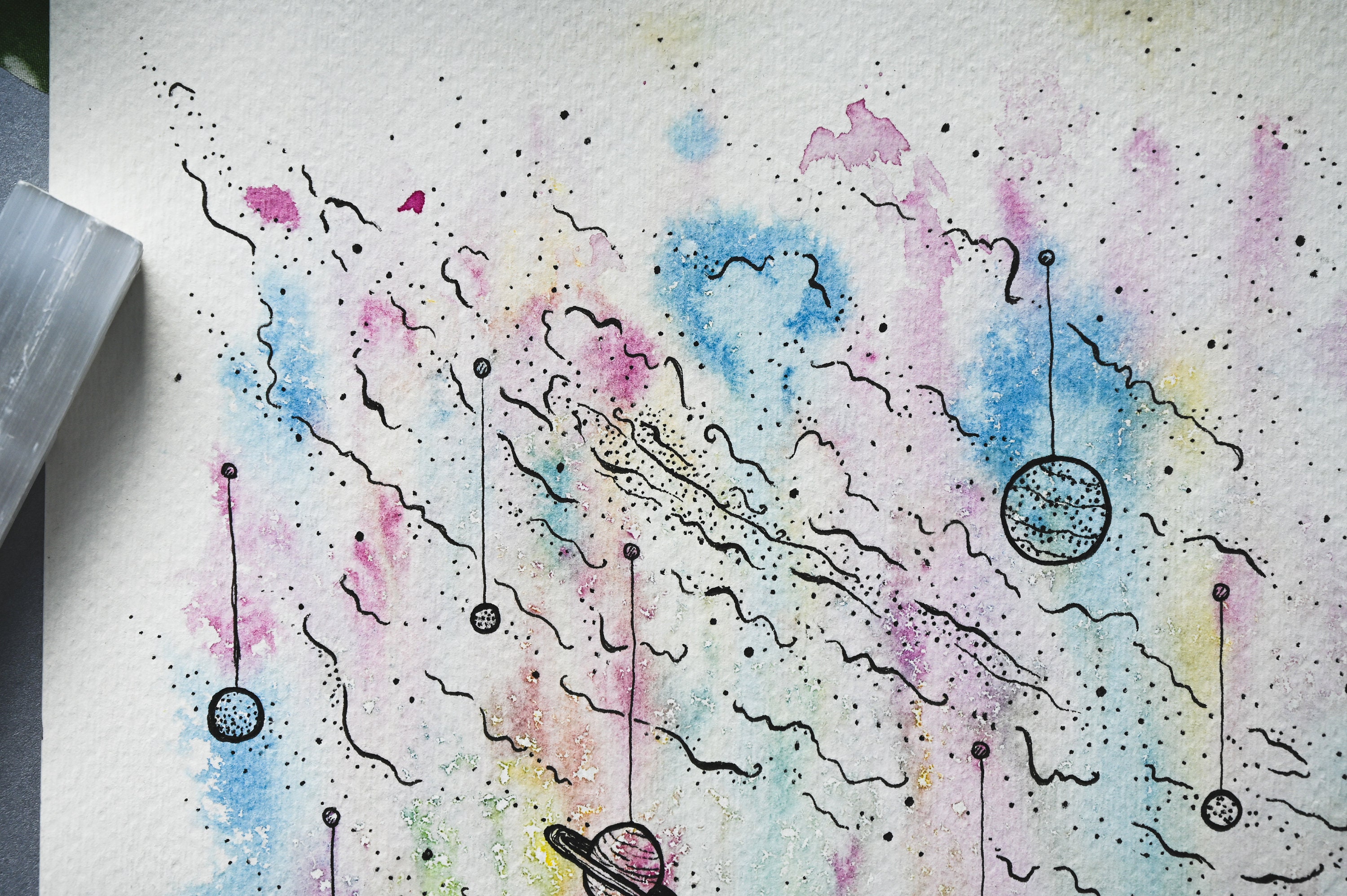 Space Girl Watercolor & Ink Artwork | Original Piece | 9x12 Inches ...