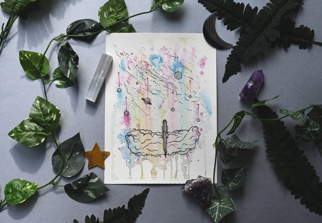 Space Girl Watercolor & Ink Artwork | Original Piece | 9x12 Inches ...