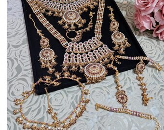 Black Gold Indian Pakistani Asian Jewellery Necklace Set Earrings Tikka ...