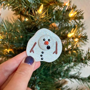 Melted Snowman Magnet, Snowman Magnet, Clay Magnet, Fridge Magnet, Cute ...