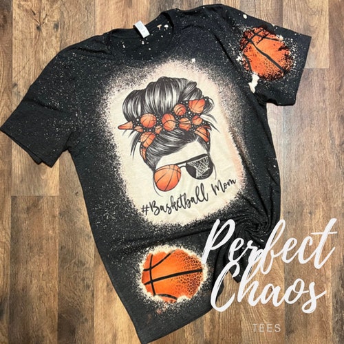 Basketball Mom Bleached Shirt / Messy Bun / Bleached T-shirt - Etsy
