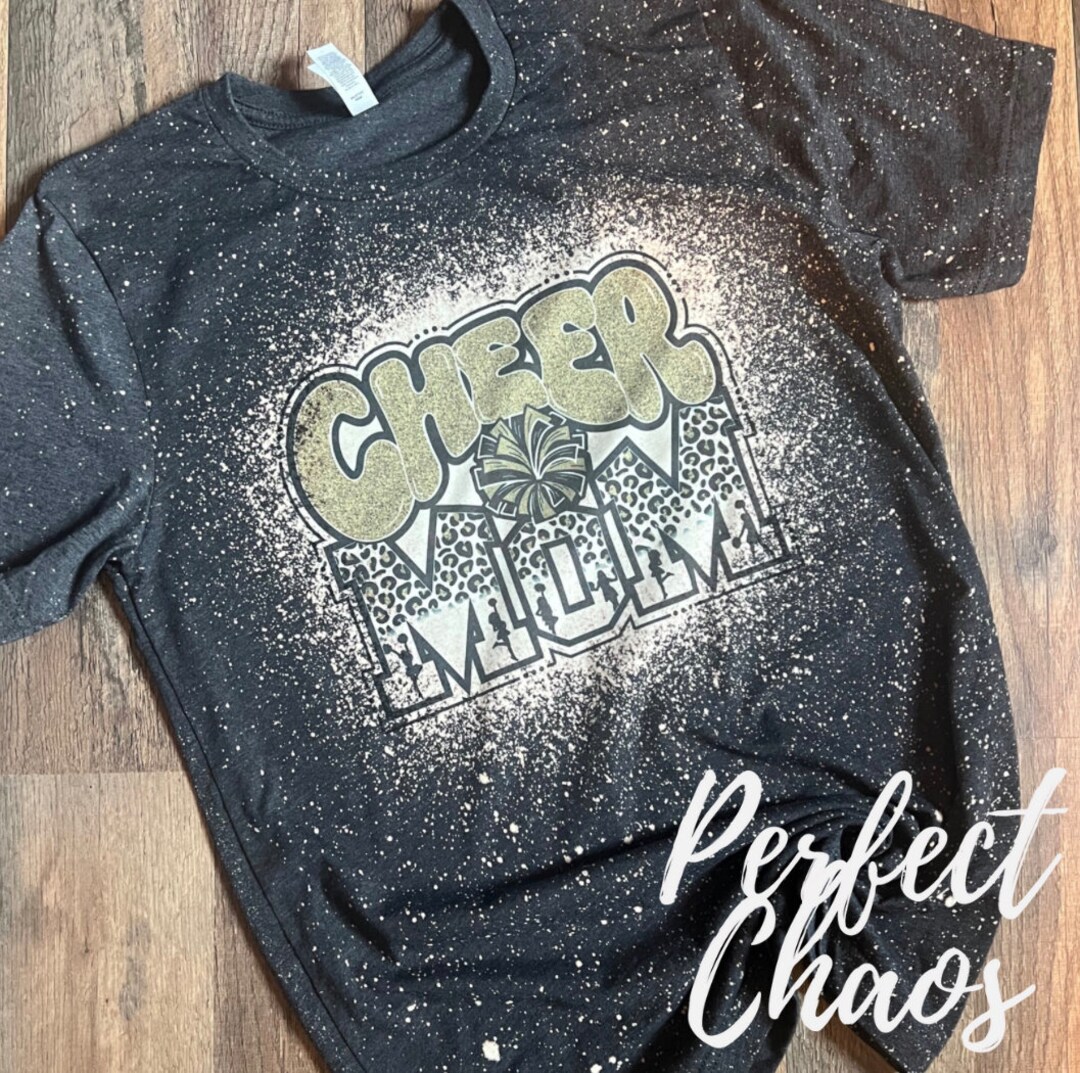 Cheer Mom Bleached Shirt/ Black and Gold / Cheer Mom - Etsy