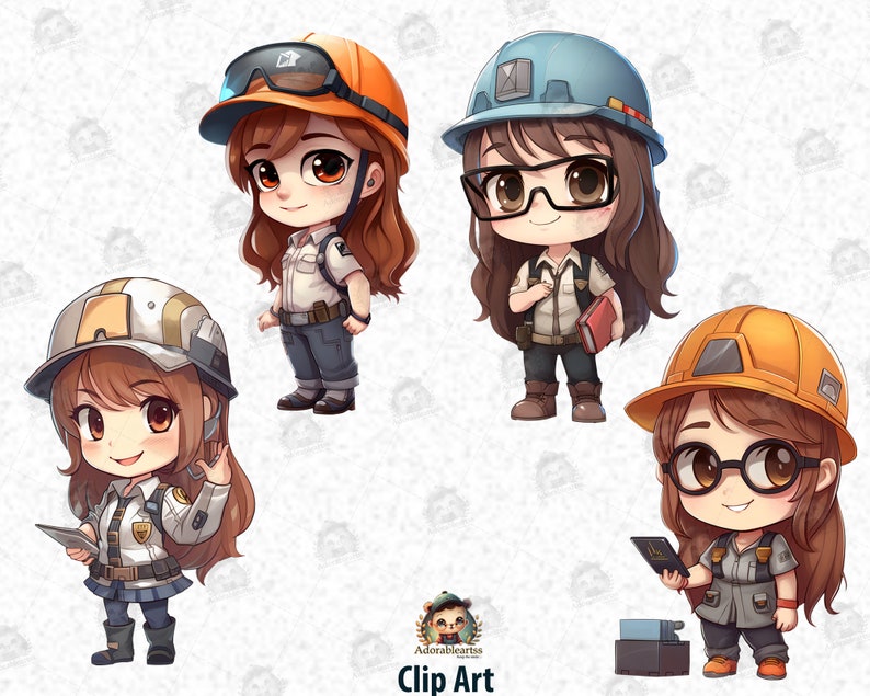 Cute Civil Engineer Chibi Clipart PNG for Crafting and Design Project ...