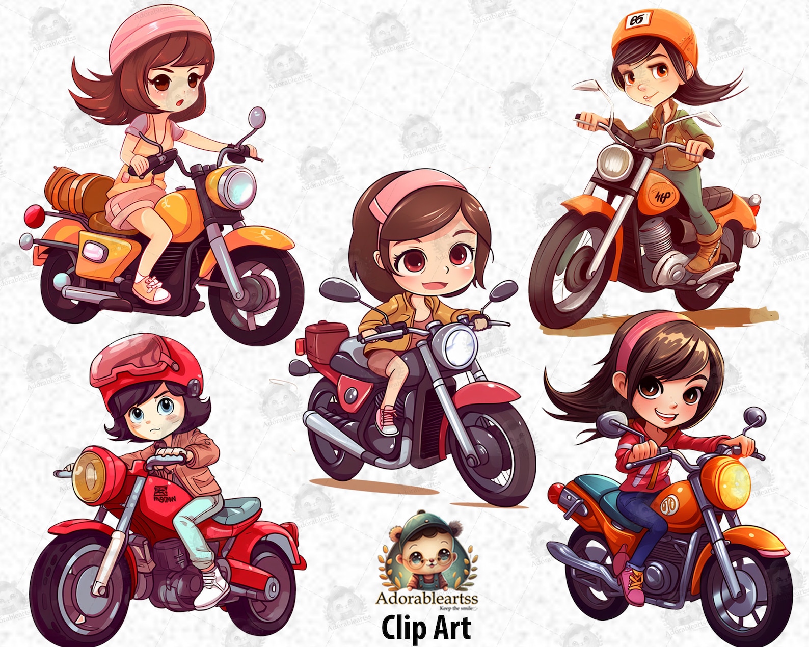 Motocycle Riding Girl, Riding Girl Chibi, Cute Chibi Happy Girl ...