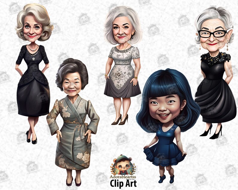 Cute Family Chibi, Clipart Daughter, Son and Baby Kid Mother Dad ...