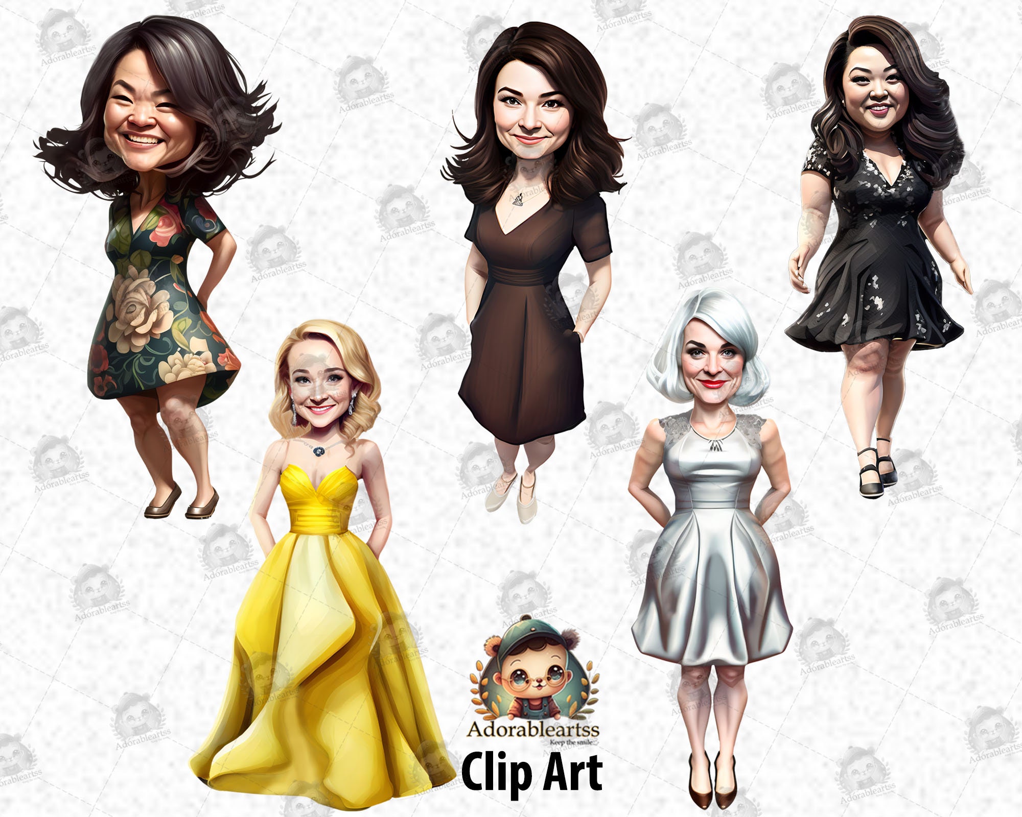 Lovely Family Chibi, Clipart Daughter, Son and Baby Mom Dad, Custom ...