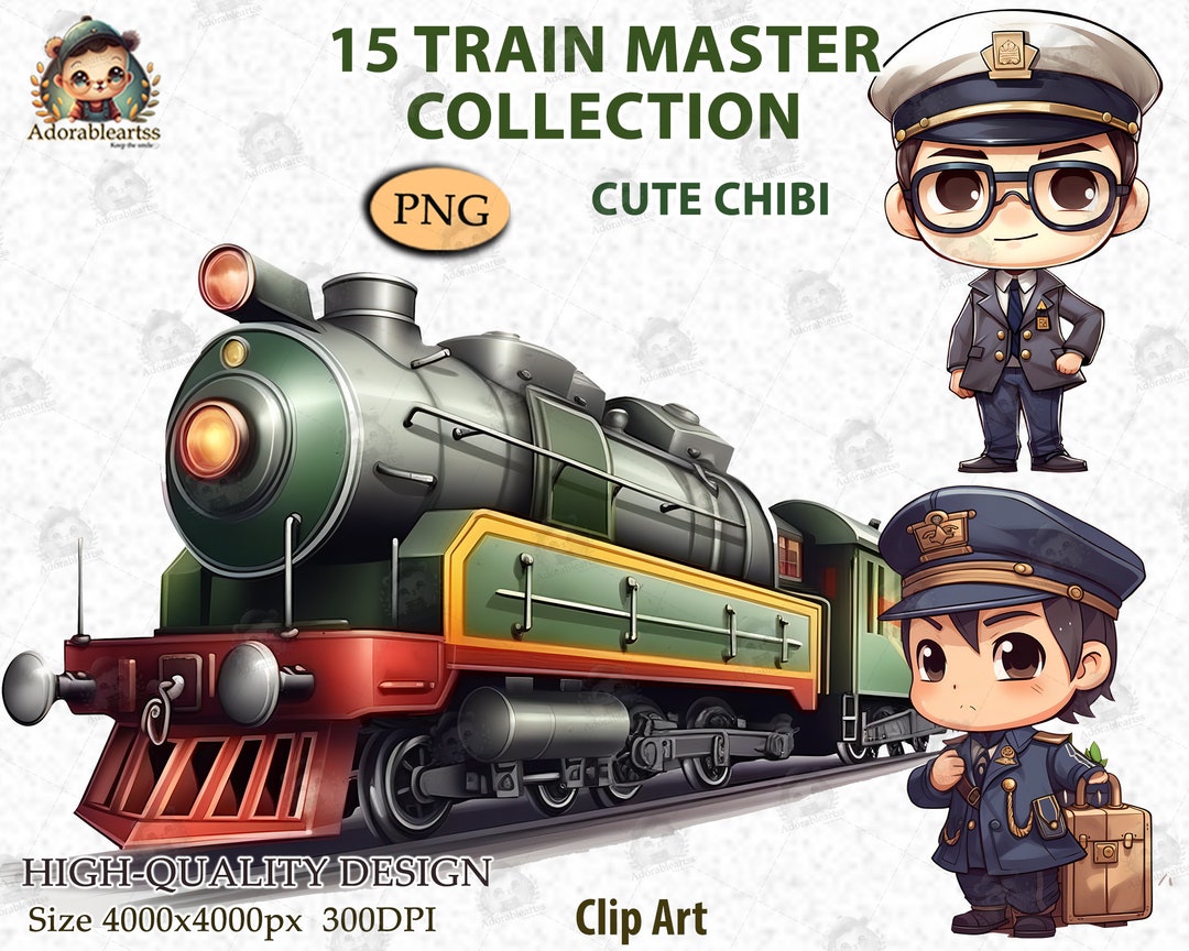 Train Master Clipart, Chibi Master Boy and Girl, Cute Dress, Happy ...