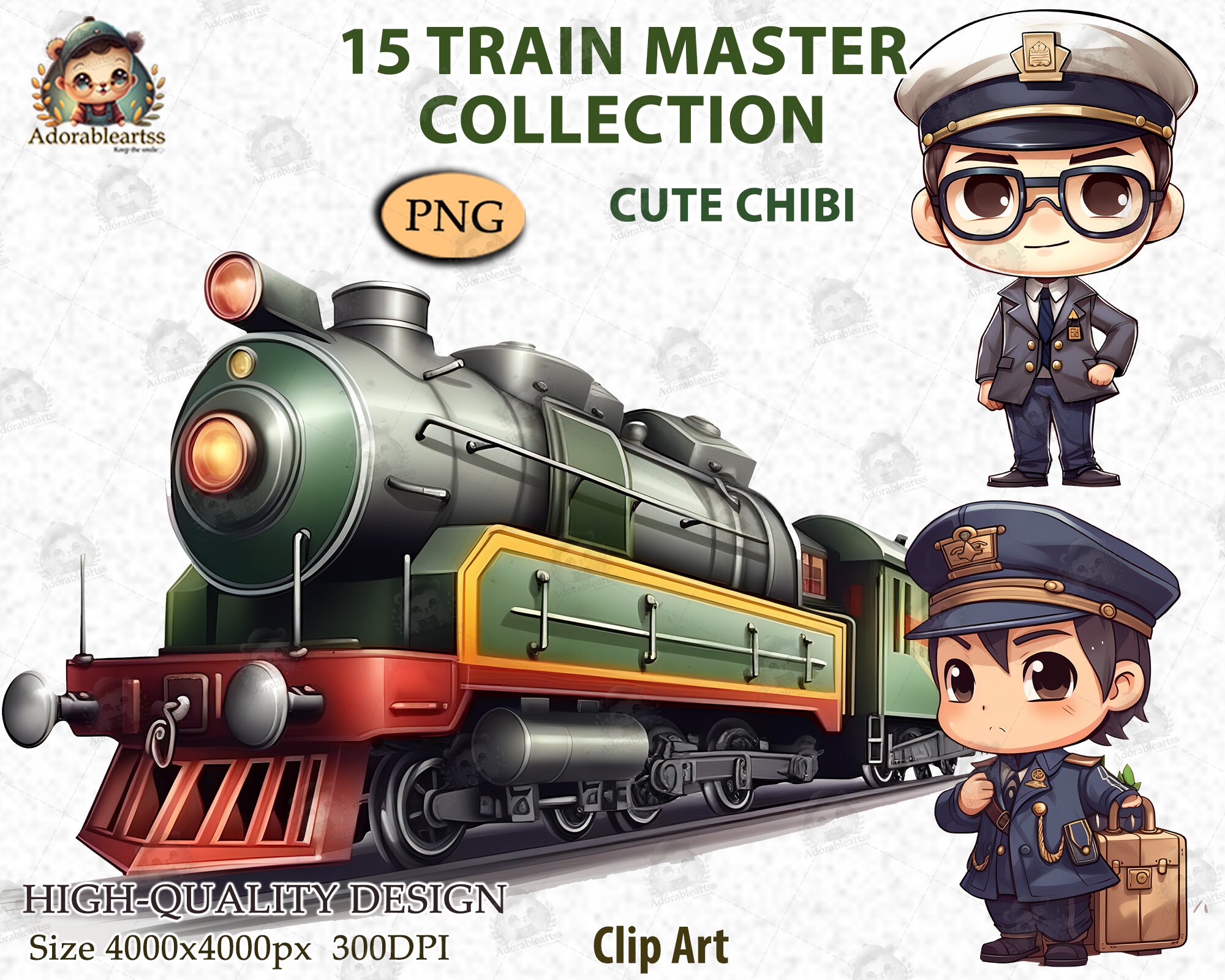 Train Master Clipart, Chibi Master Boy and Girl, Cute Dress, Happy ...