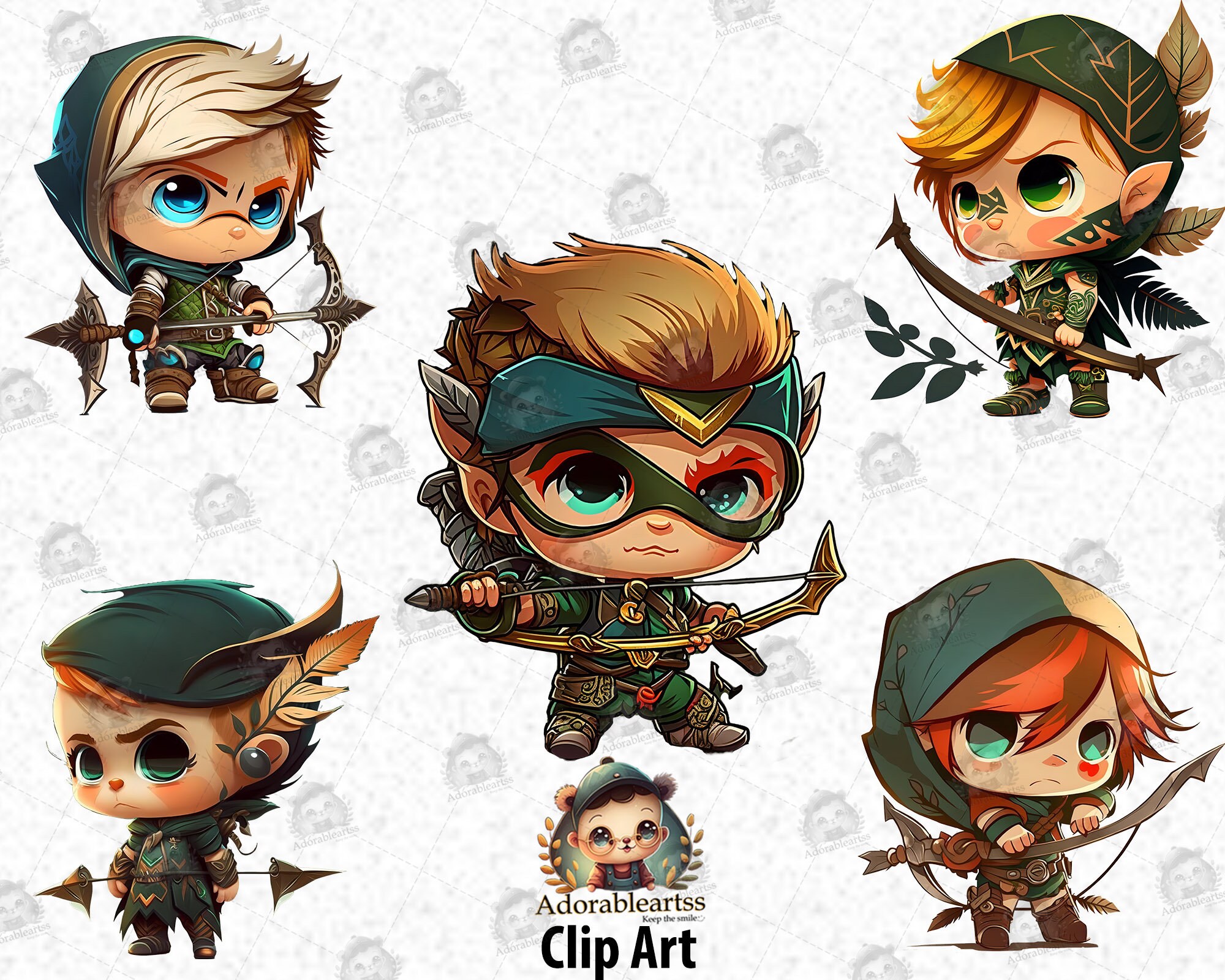 Archery Bow Arrow Cute Chibi Boy, Archery Cute Chibi, Arrow Hunting ...