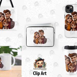 Happy Family Cute, Chibi Clipart, Valentines Day, Love Son and Daughter ...