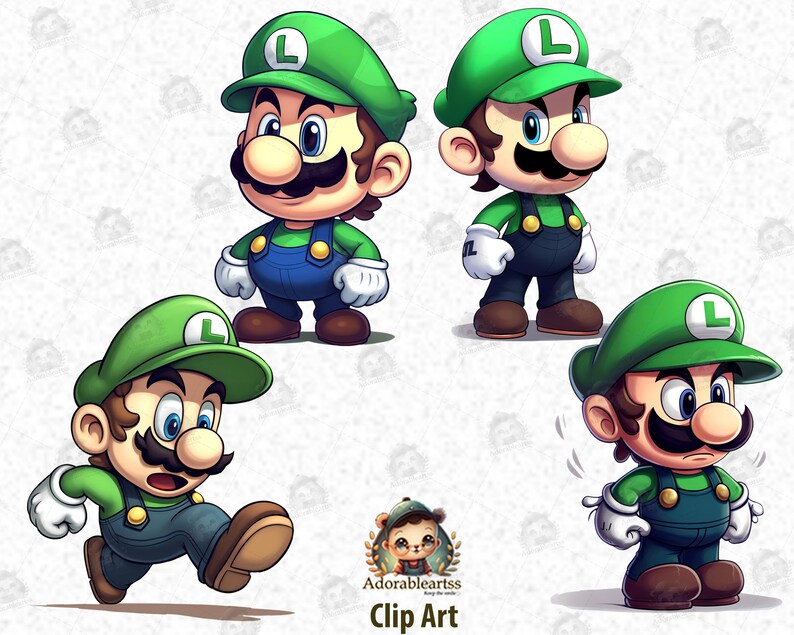Buy Super Mario Chibi Clipart Jumping Clipart Mario Family Online in ...