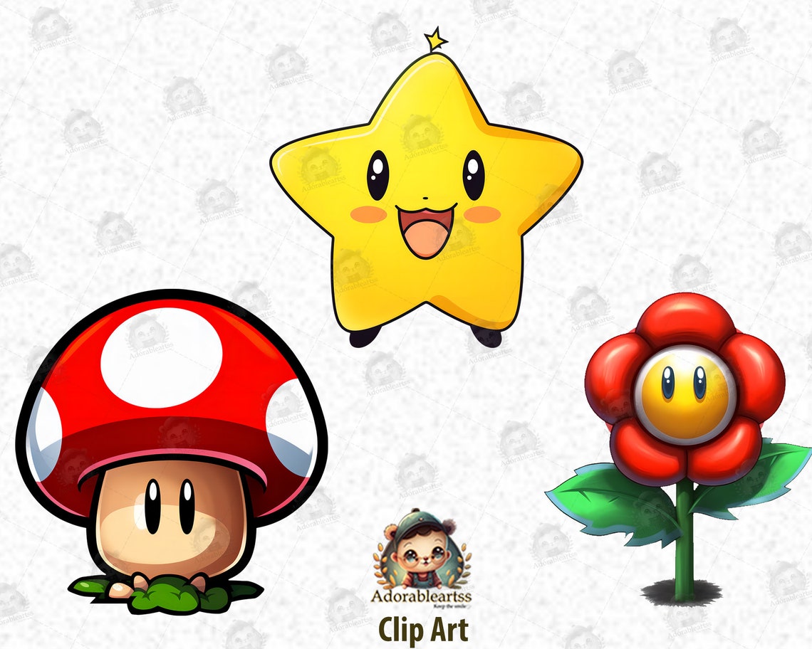 Buy Super Mario Chibi Clipart Jumping Clipart Mario Family Online in ...
