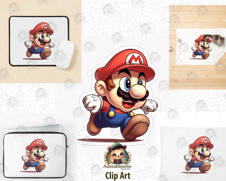 Buy Super Mario Chibi Clipart Jumping Clipart Mario Family Online in ...