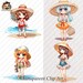 Beach Girl Chibi Watercolor Clipart Boho Women Summer Beach - Etsy