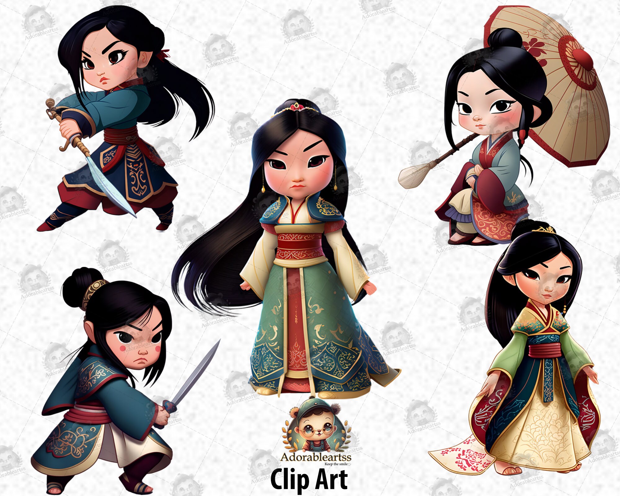 Mulan Cute Chibi Clipart, Mulan Girl China Clip Art, Baby Mulan ...
