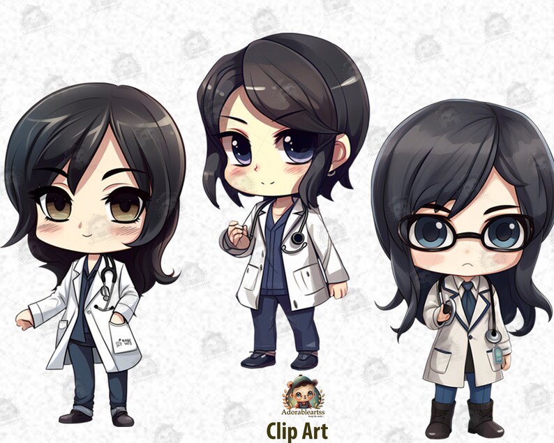 Cute Doctor Girl and Boy Chibi Clipart Hospital Png for - Etsy
