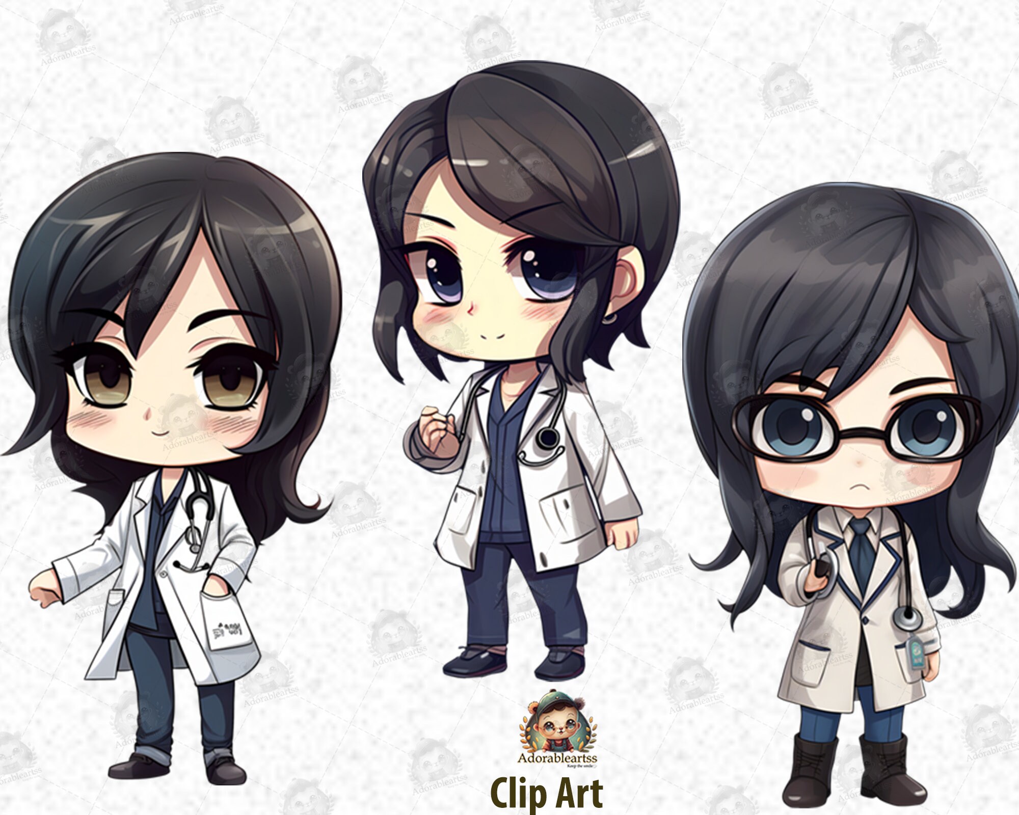 Cute Doctor Girl and Boy Chibi Clipart Hospital Png for - Etsy