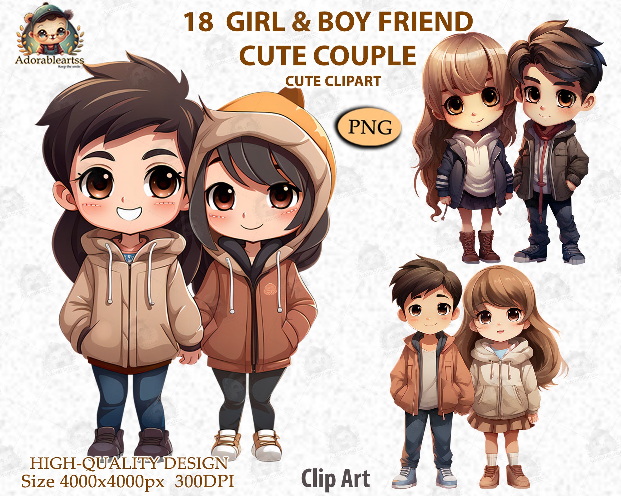 Boy & Girl Best Friends Chibi Clipart Cute Friend, Boy and Girl Fashion ...