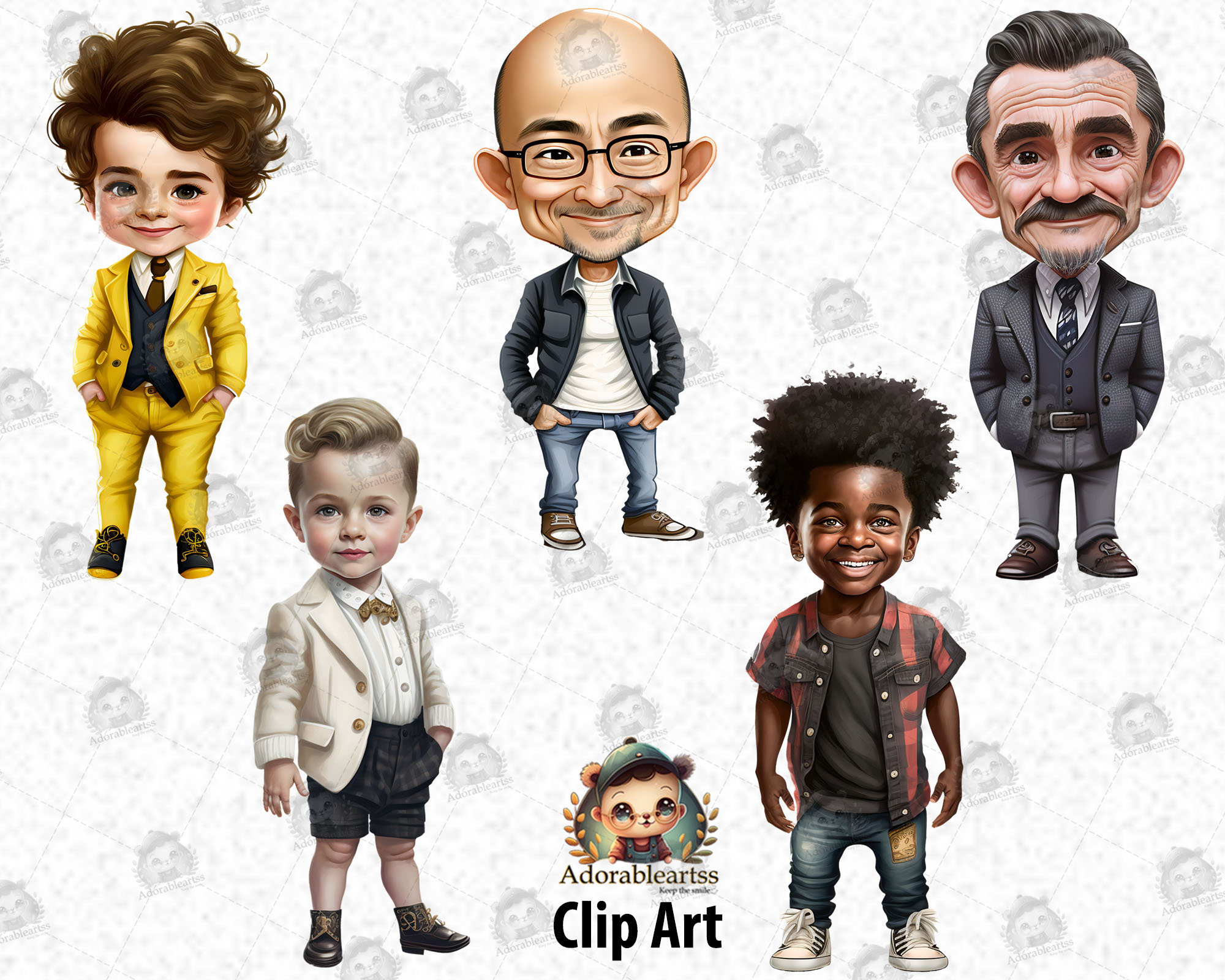 Lovely Family Chibi, Clipart Daughter, Son and Baby Mom Dad, Custom ...