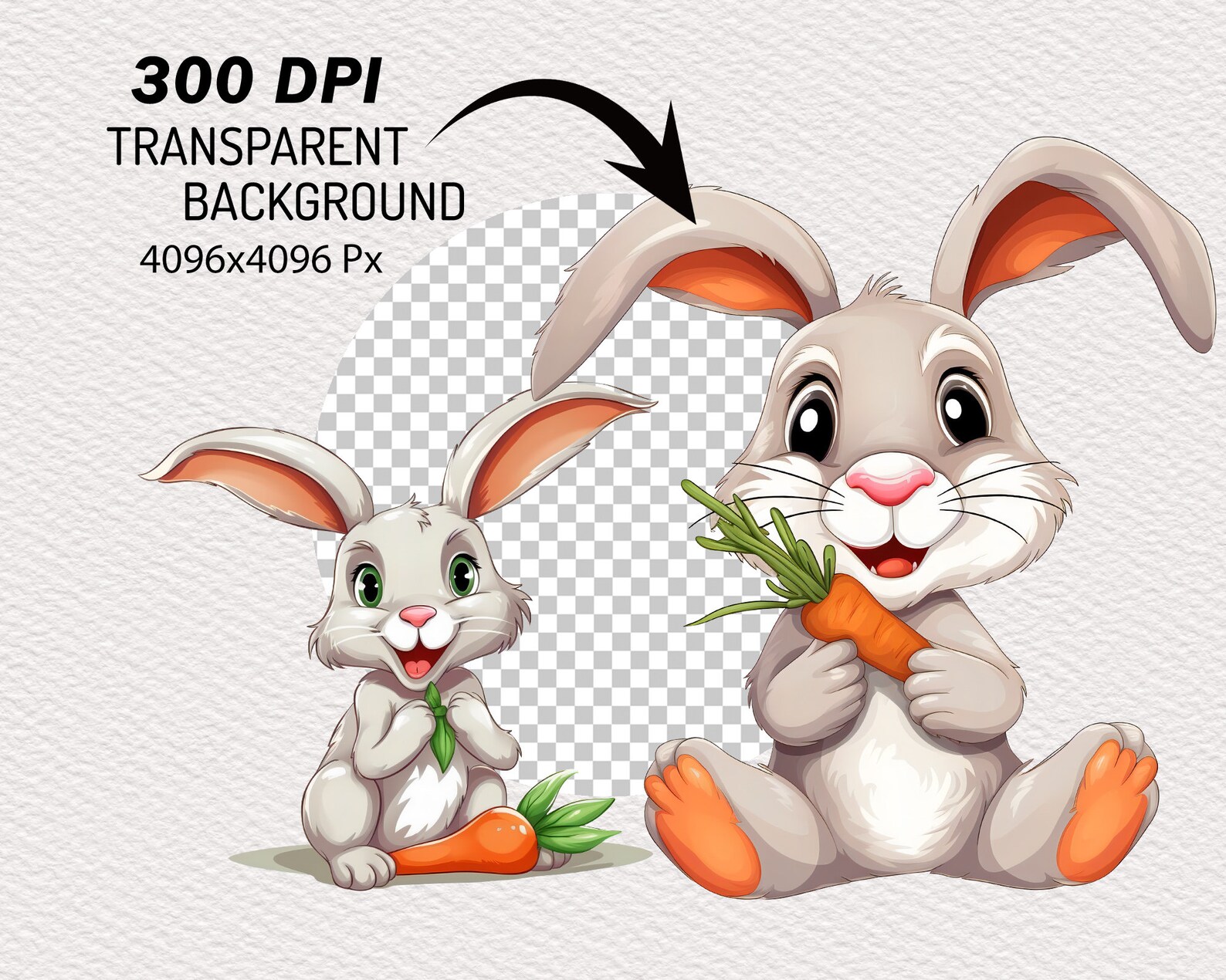 Funny Bunny Clipart PNG, Easter Bunnies,carrot, Digital Download ...