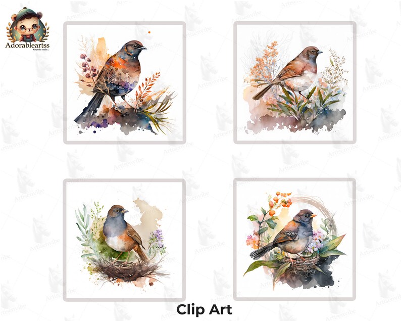 California Towhee Bird Watercolor Clipart, Towhee, Paper Craft, 20 High ...