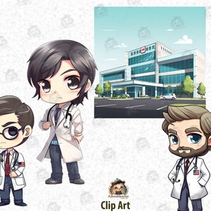 Cute Doctor, Girl and Boy Chibi Clipart, Hospital Png for Personal and ...