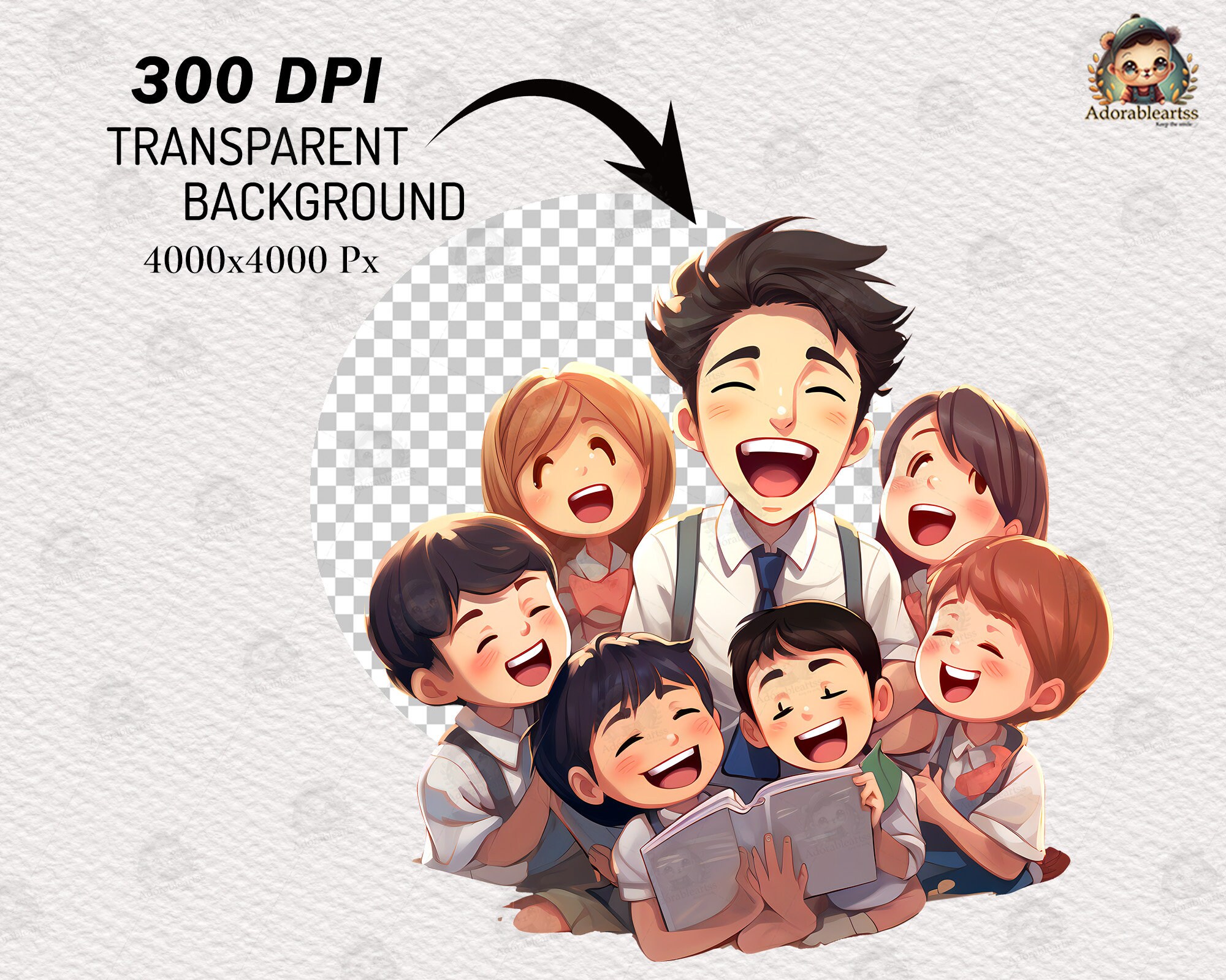 Cute Teacher Kids Chibi Clipart Bundle Teaching Girl and Boy Chibi ...