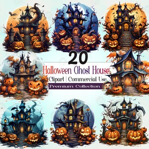 Watercolor Haunted House, Halloween Clipart, Gothic Spooky PNG, Scary ...