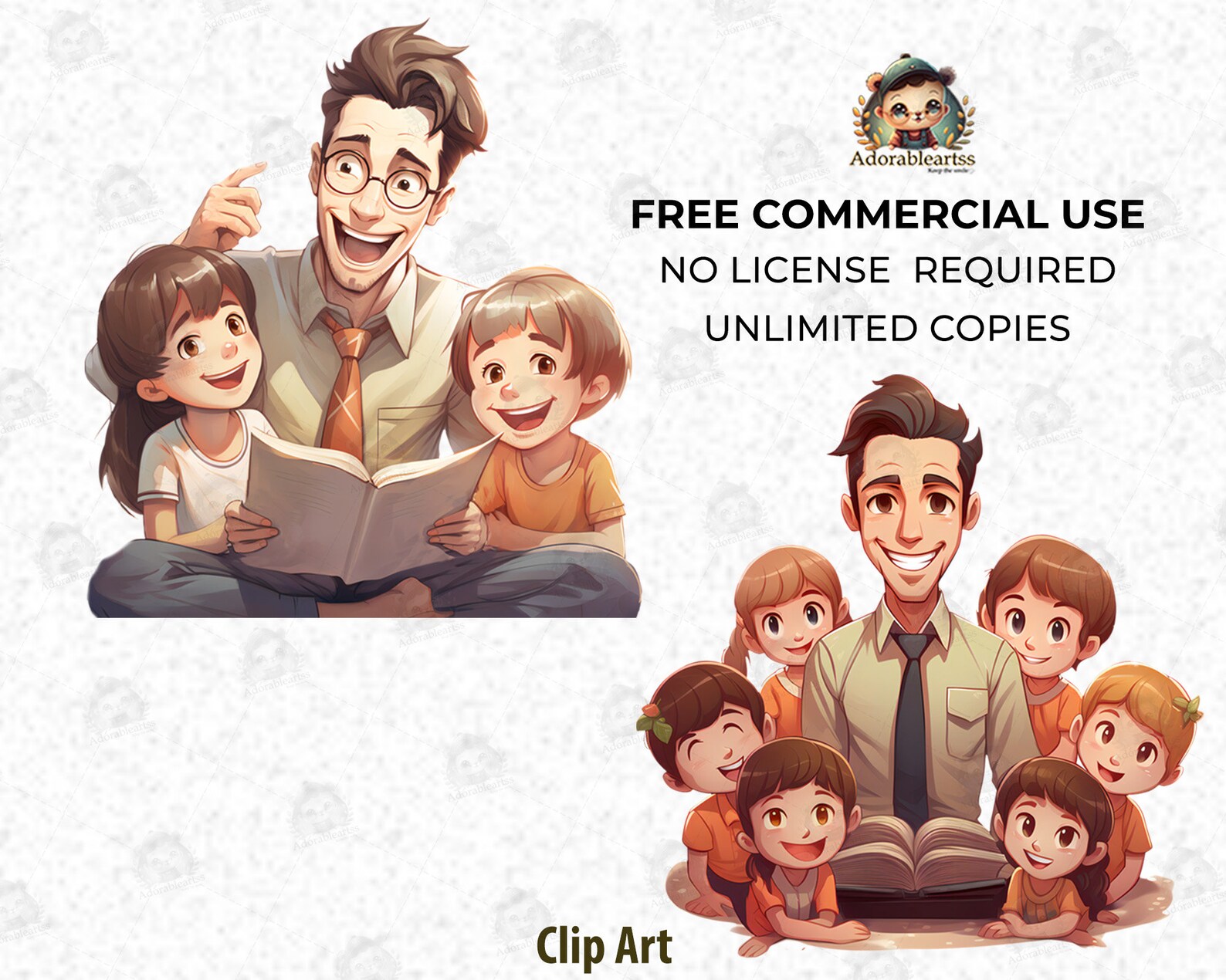 Cute Teacher Kids Chibi Clipart Bundle Teaching Girl and Boy Chibi ...