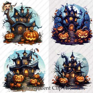 Watercolor Haunted House, Halloween Clipart, Gothic Spooky PNG, Scary ...
