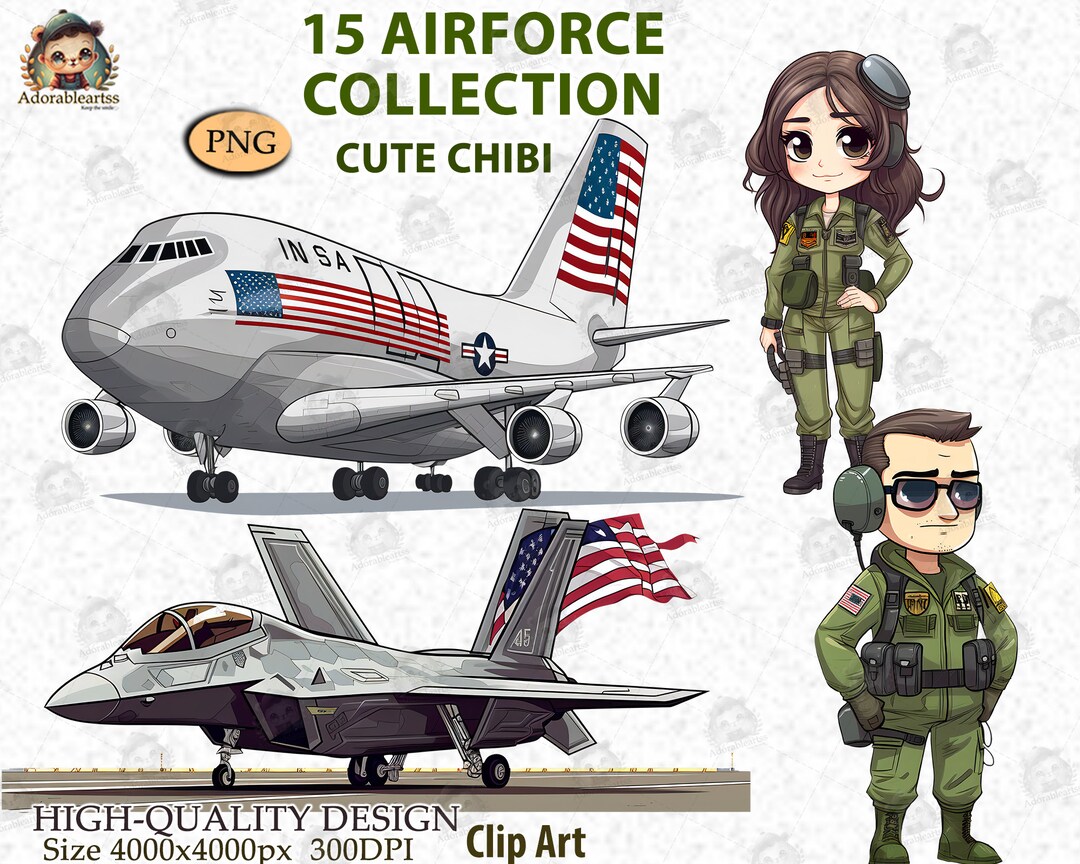 Air Force Clipart, Chibi Airforce Flag, Fighter Plane, Illustration ...