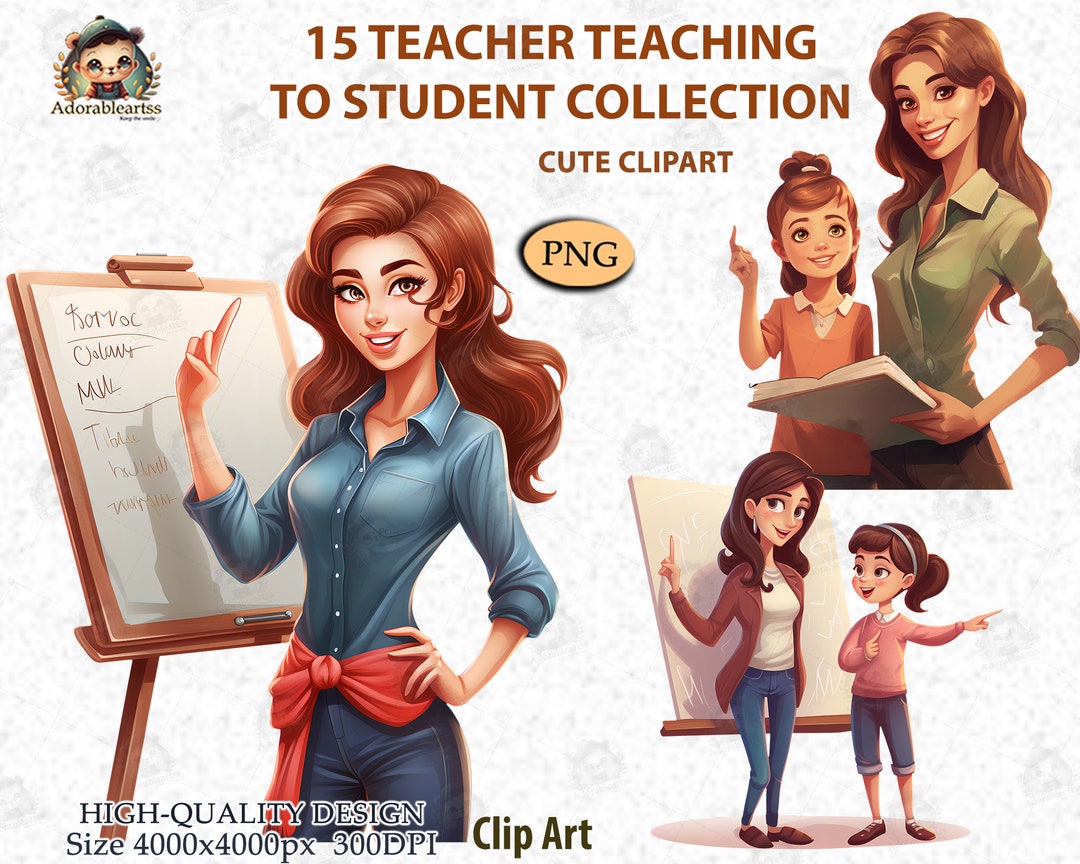 Cute Teacher Chibi Clipart Bundle Teaching and Girl Enjoy Chibi ...