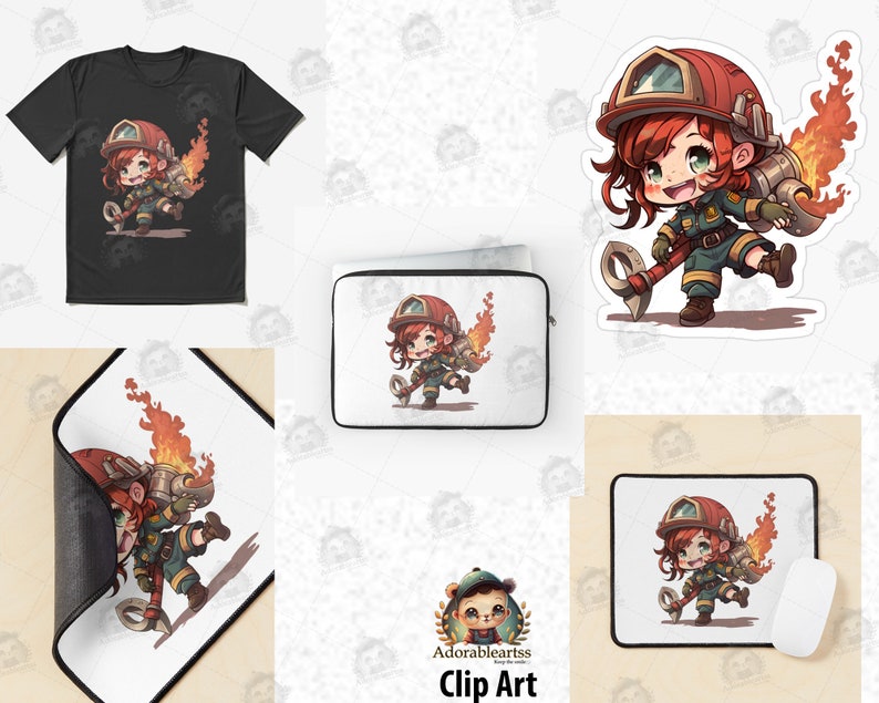 Firefighter Girl Clipart, Chibi Cute Fire Girl Dress, Community Service ...