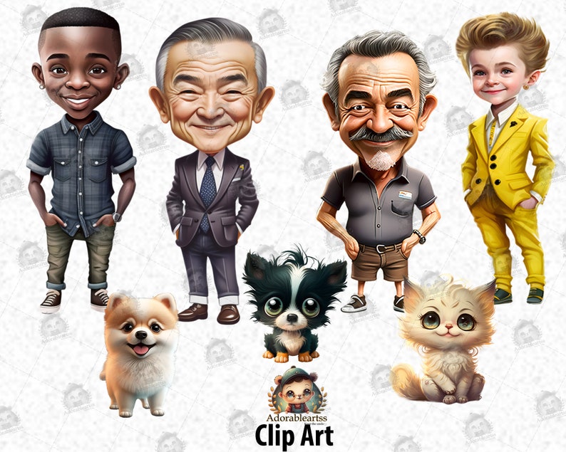 Cute Family Chibi, Clipart Daughter, Son and Baby Kid Mother Dad ...