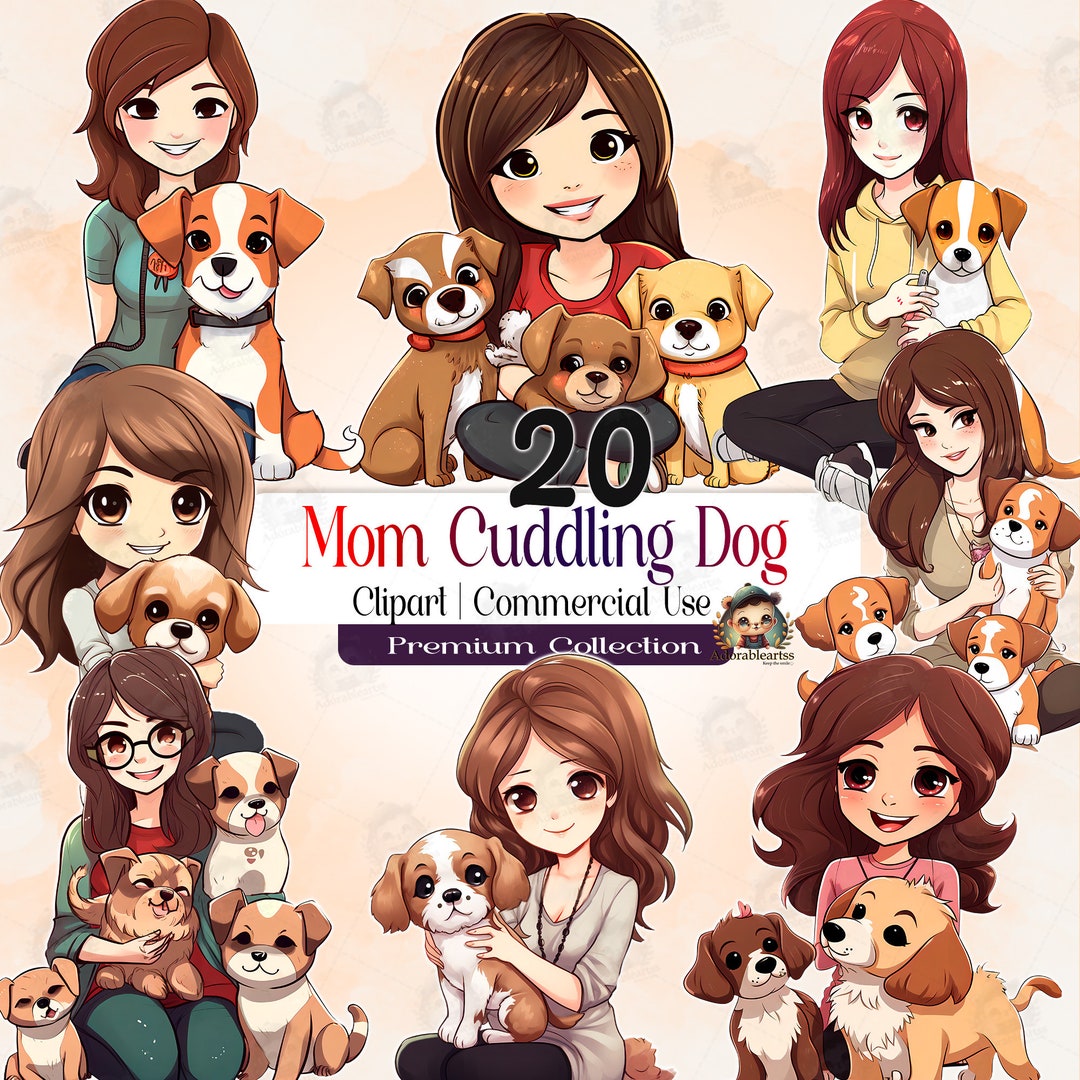 PNG Girl and Dog Friends Clipart, Watercolor Dog Lover Clipart, Cute ...