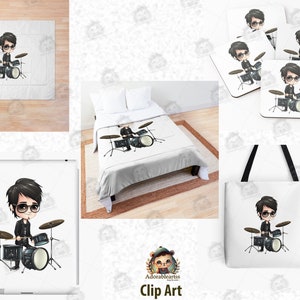 Musician Boy Watercolor Clipart: Music Instrument PNG Bundle (digital ...