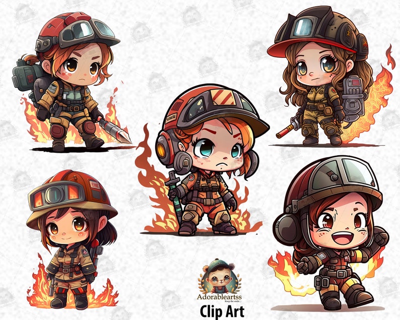 Firefighter Girl Clipart, Chibi Cute Fire Girl Dress, Community Service ...