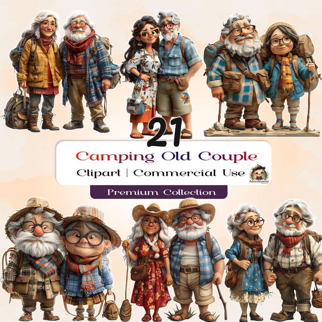 Camping Couple Clipart, Outdoor Adventure, Tent Campfire Campsite ...