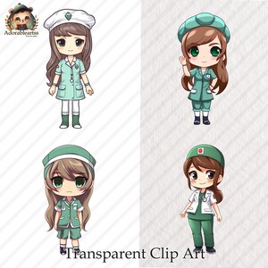 Chibi Nurse Watercolor Clipart , Healthcare Medical, Doctor Clipart ...