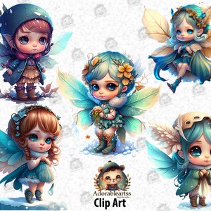Watercolor Fairy Clipart Bundle, Blue Fairy PNG, Cute Snow Fairies ...