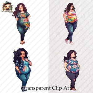 Chibi Pregnant Women Clipart , Boho Women, Summer Cloth, Fashion Girl ...