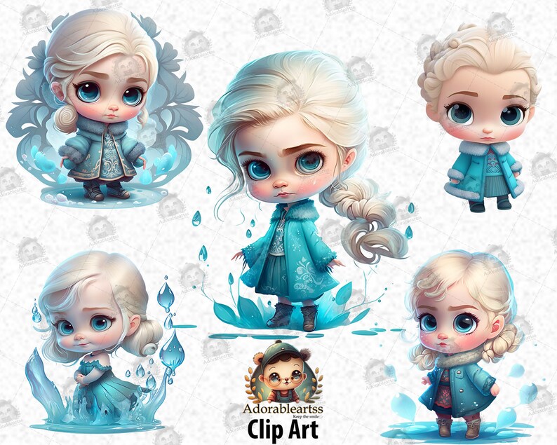 Buy Frozen Elsa Cute Chibi Clipart Frozen Parody Clipart Frozen Online ...