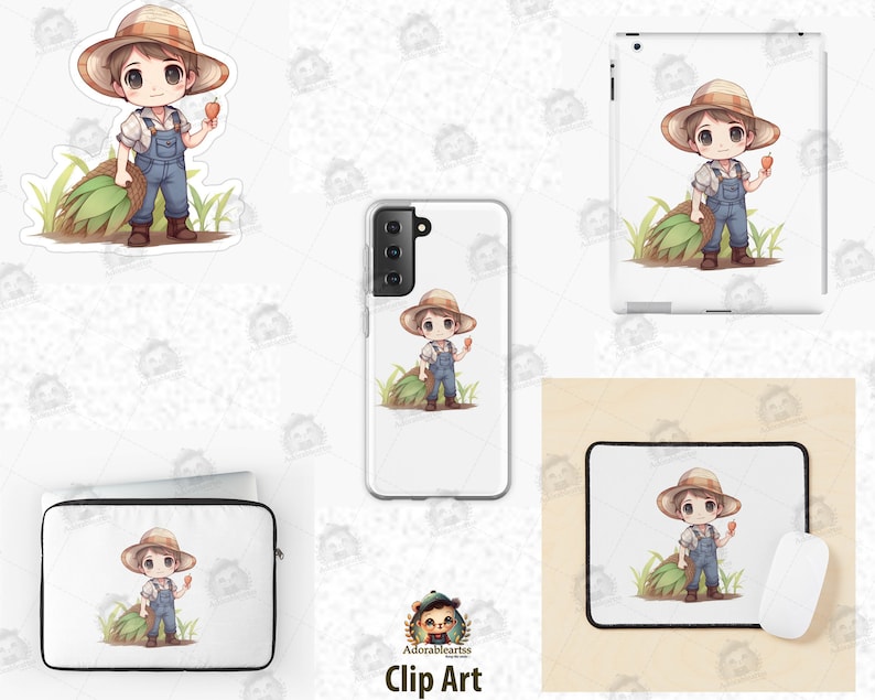 Cute Farmer Chibi Clipart PNG, Farmers Bundle, Farm Life, Farmer ...