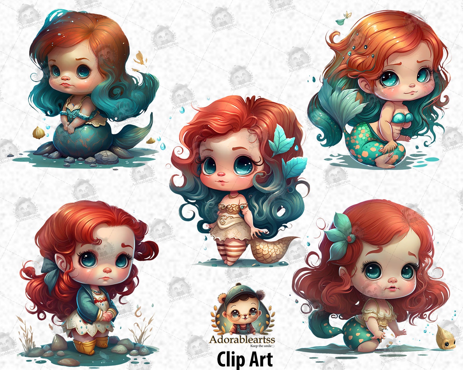 Little Mermaid Chibi Clipart Little Mermaid PNG Mermaid - Etsy
