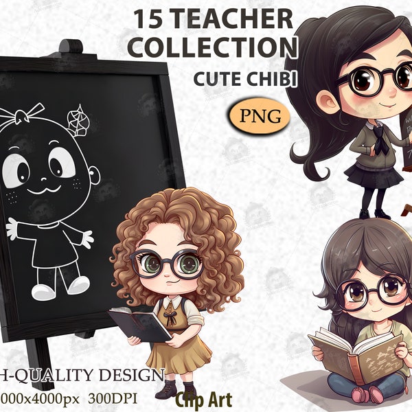 Chibi Teacher Clipart - Etsy