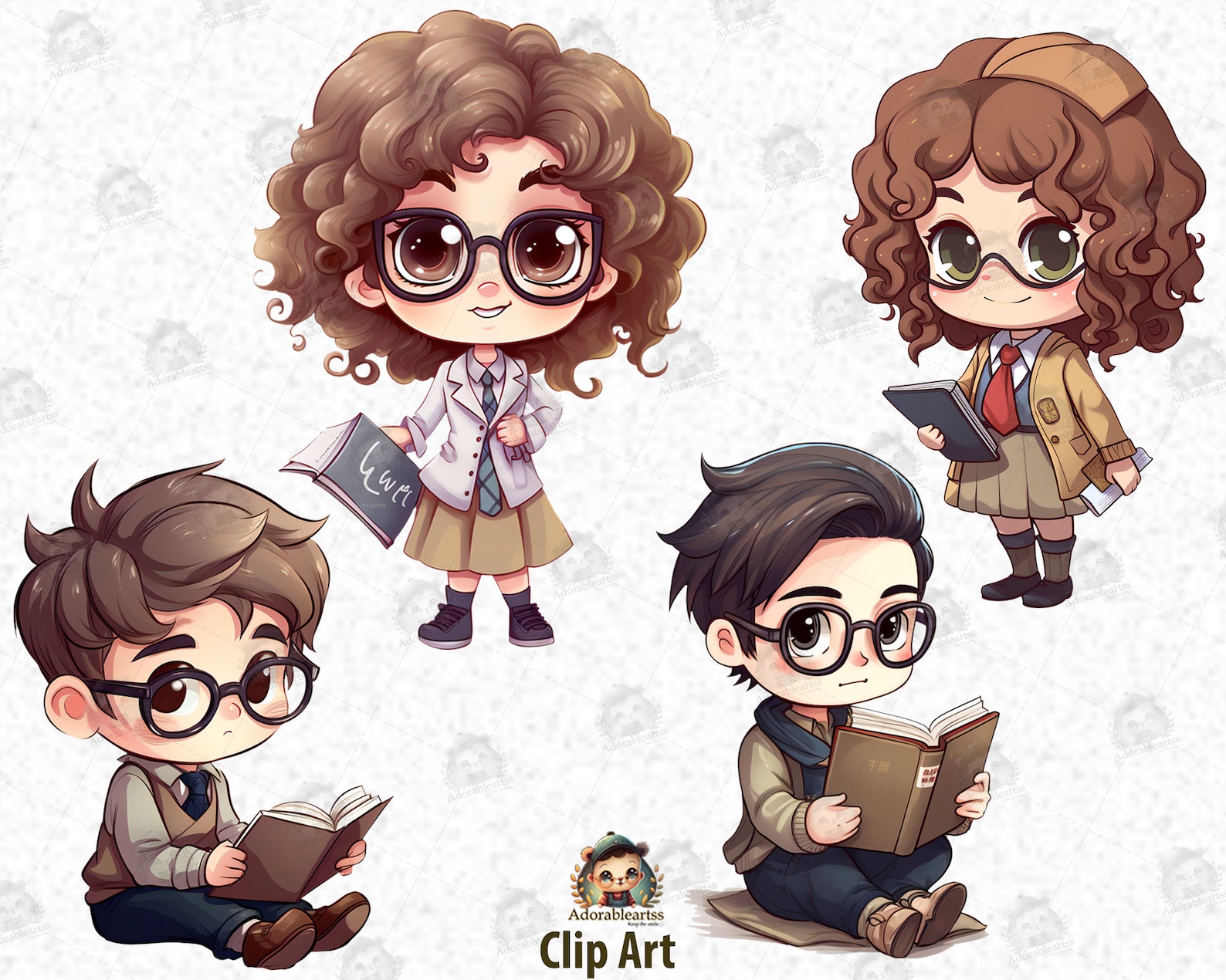 Cute Teacher Chibi Clipart Bundle Teaching Girl and Boy Chibi - Etsy