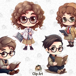 Cute Teacher Chibi Clipart Bundle Teaching Girl and Boy Chibi Personal ...