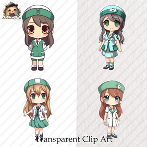 Chibi Nurse Watercolor Clipart , Healthcare Medical, Doctor Clipart ...