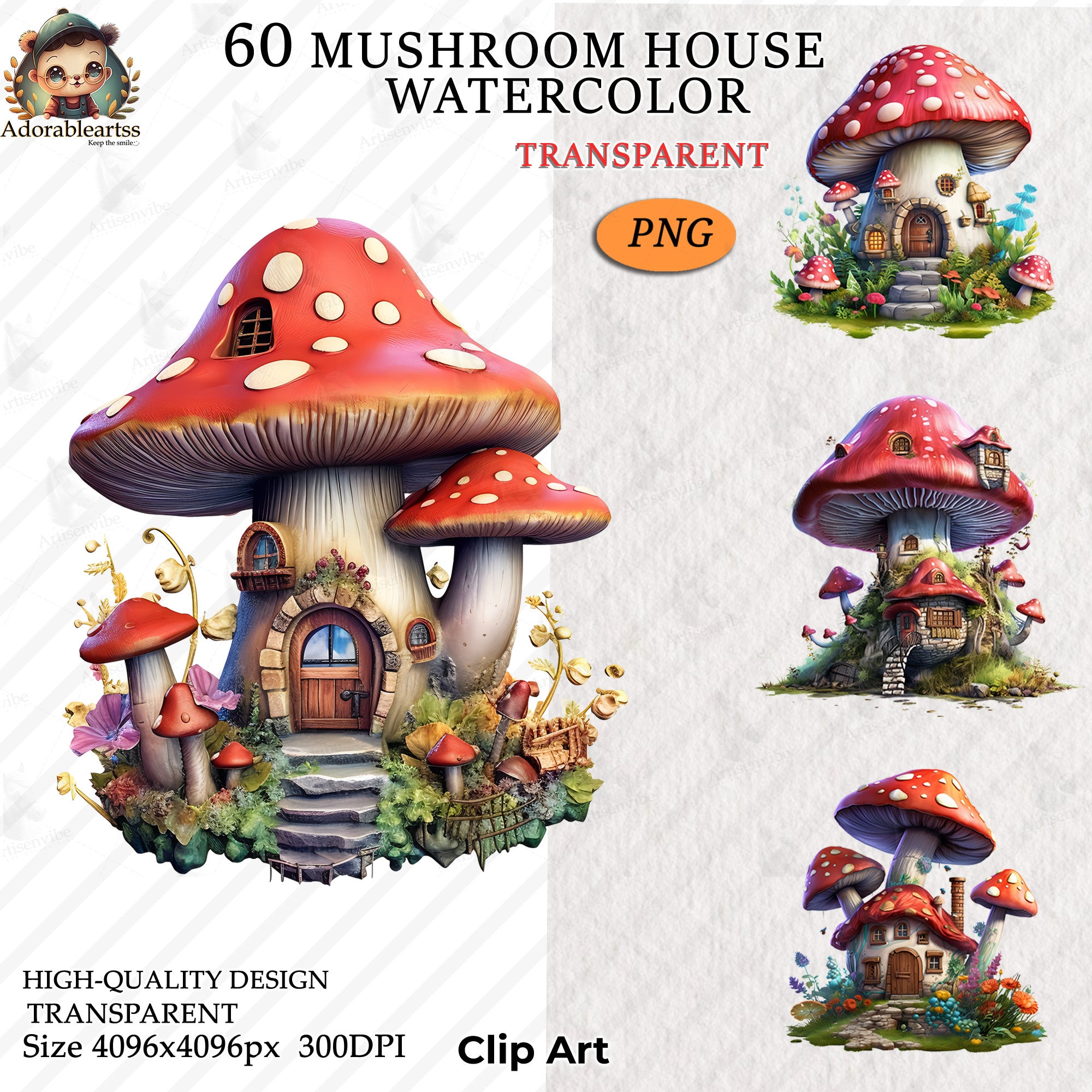 Mushroom House Clipart PNG, Paper Craft, 60 High Quality, Commercial ...
