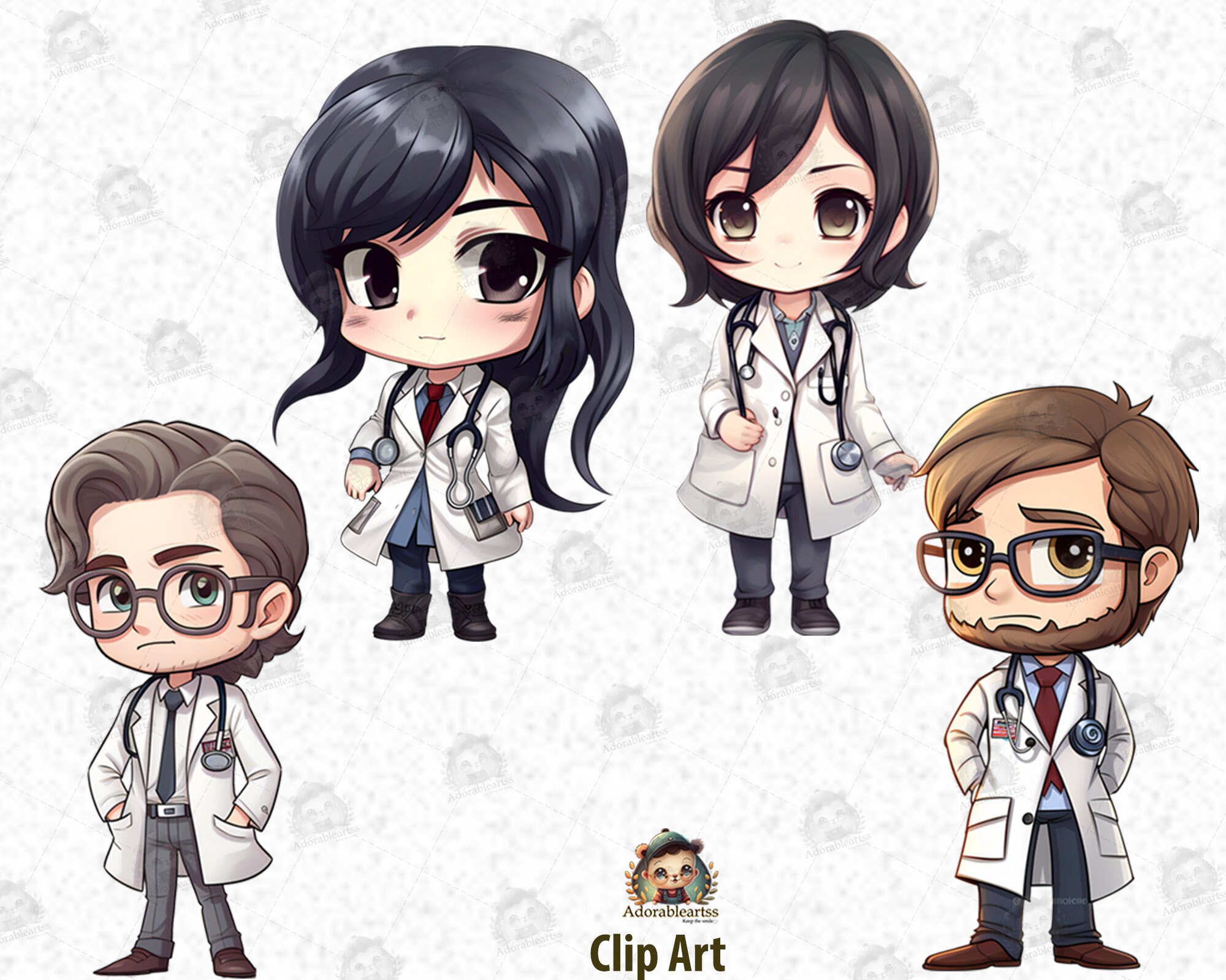 Cute Doctor Girl and Boy Chibi Clipart Hospital Png for - Etsy
